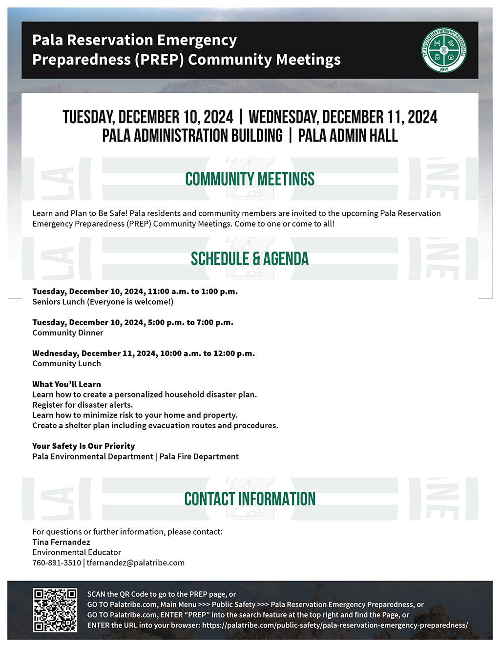 Pala Reservation Emergency Preparedness Community Meetings - Pala Tribe