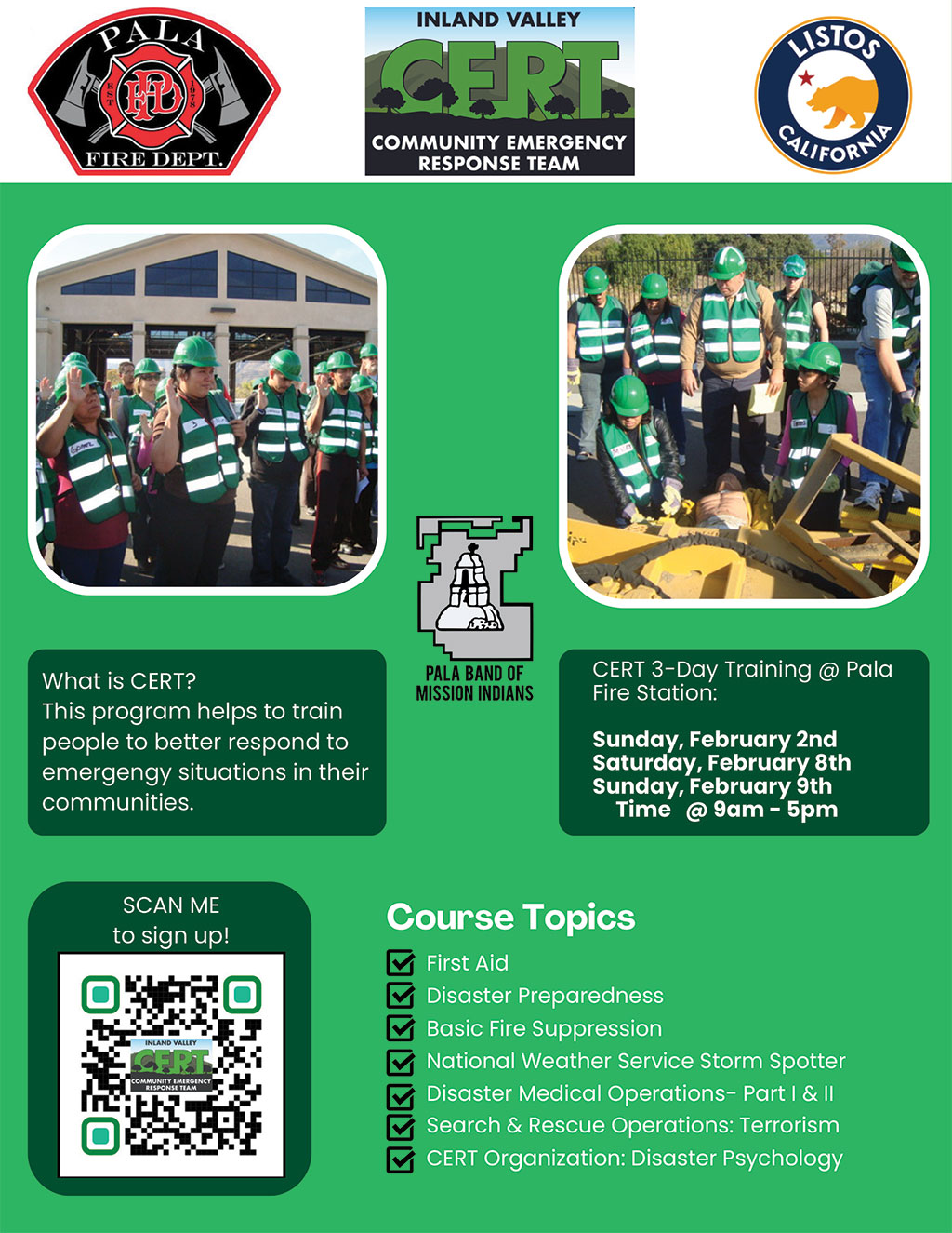 Inland Valley CERT 3-Day Training - Pala Tribe