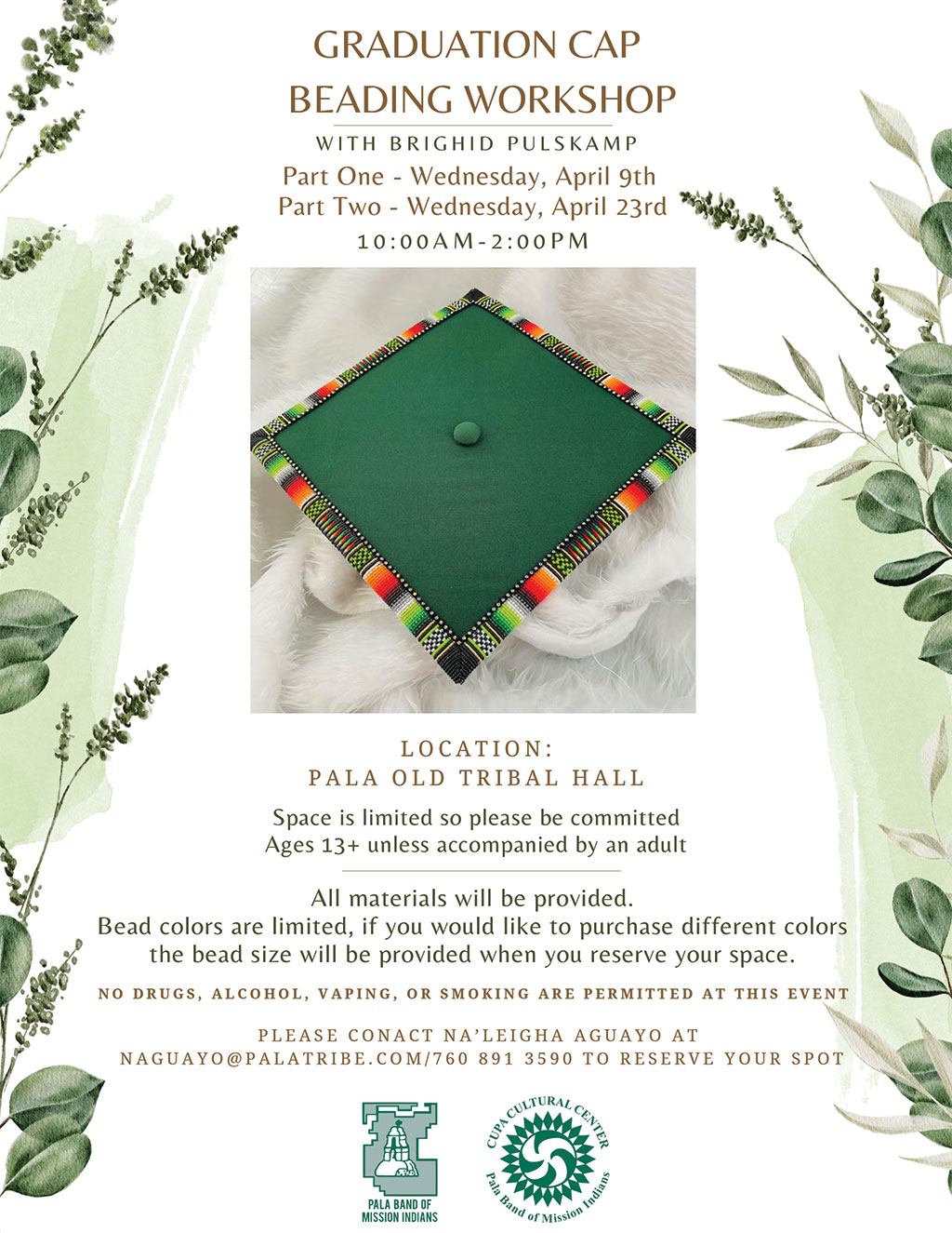Graduation Cap Beading Workshop - Pala Tribe