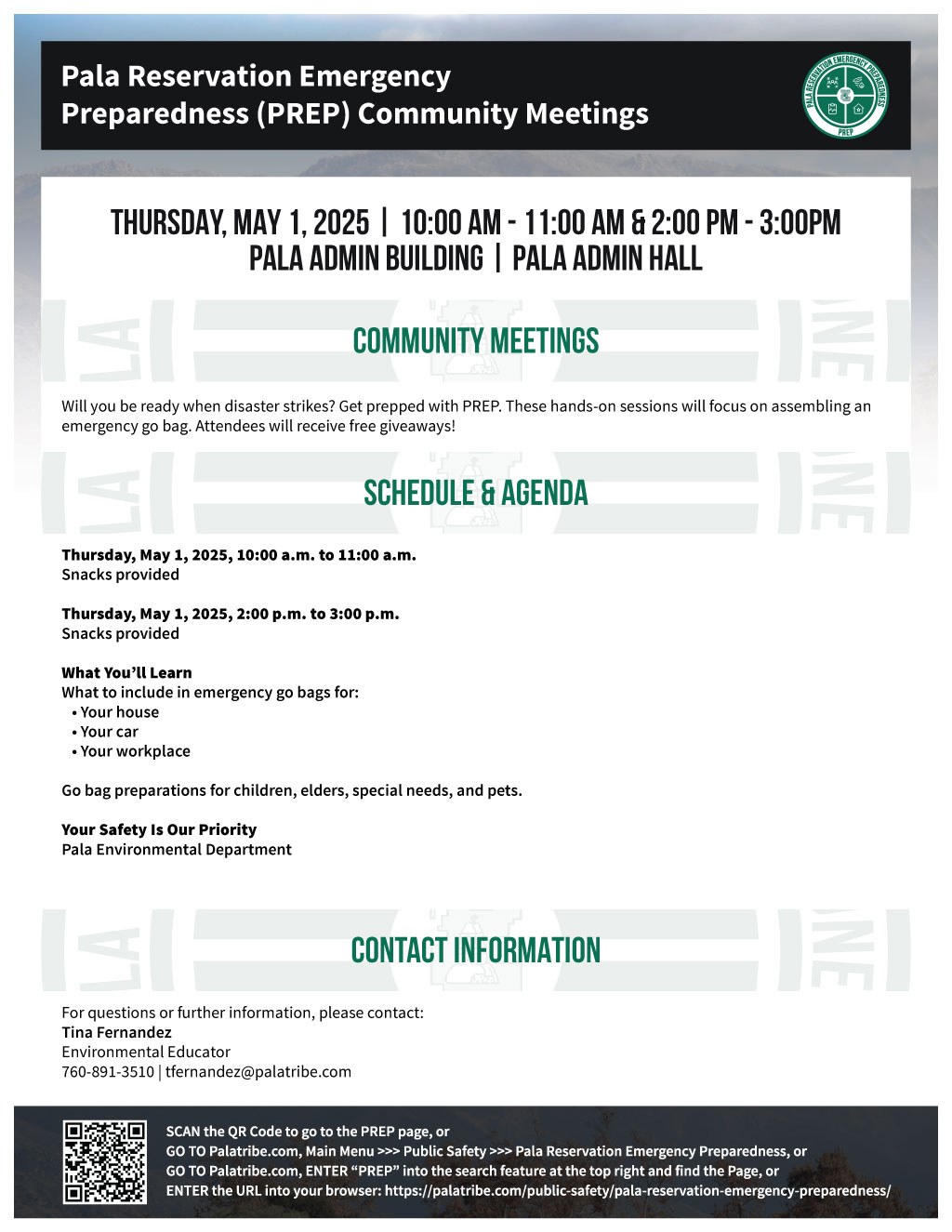 PREP Community Meetings - Pala Tribe