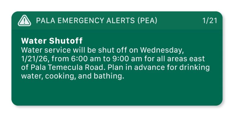 Emergency Alert: Water Service Shutoff – Pala Tribe